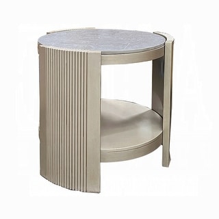 Kyna 26 Inch Side End Table, Modern Sintered Top, 1 Shelf, Round ...
