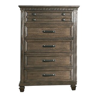 Ziv 54 Inch Classic 5 Drawer Tall Dresser Chest, Bar Handles, Brown ...