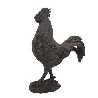 42 Inch Accent Table and Garden Decor, Rooster Figurine, Resin, Brown ...