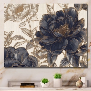 Designart "Gold Blue Carnation Flower Iii" Floral Carnation Canvas Art ...