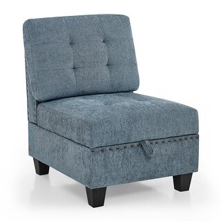 Wedge Single Chair Sofa Velvet Armless Sofa with Seat Stroage, Lounge ...