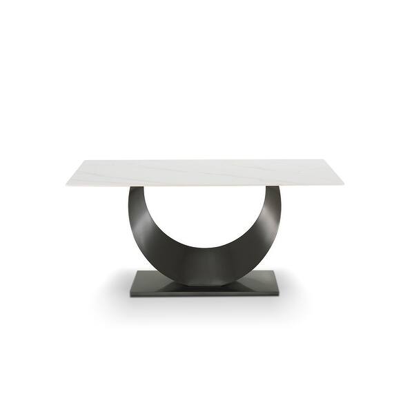 Modern Minimalist Crescent Shape Base Sintered Stone Dining Table - Bed ...
