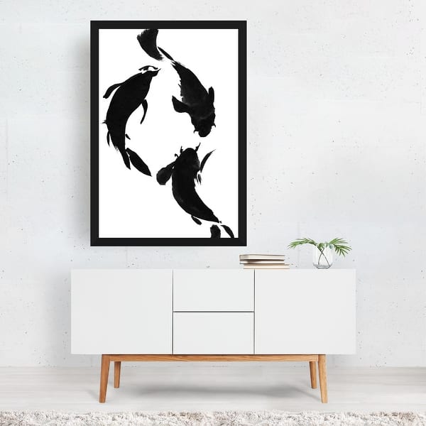 Three Koi Painting Animals Black White Koi Fish Art Print/Poster - Bed ...