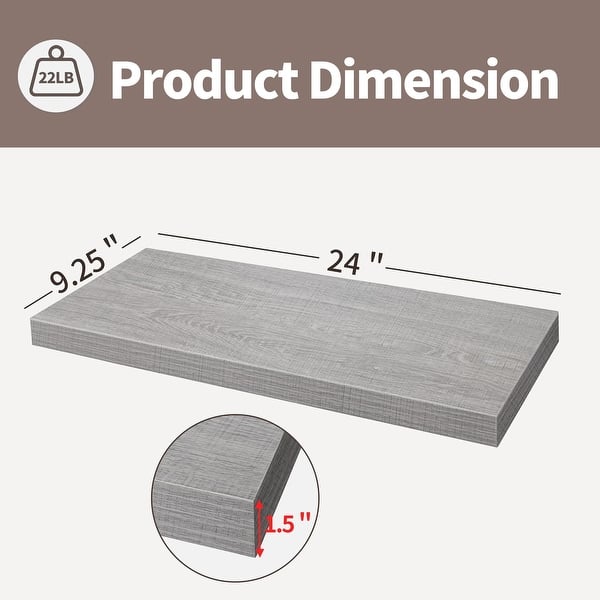 Floating Shelves, 24 Inch Wall Shelf Set of 2, Hanging Shelf with ...
