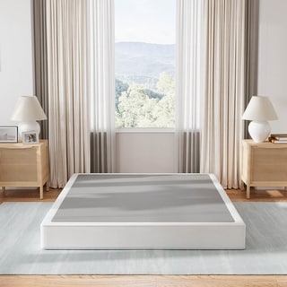 4 Inch Metal Box Spring With Grey Cover, Basics Mattress Foundation ...