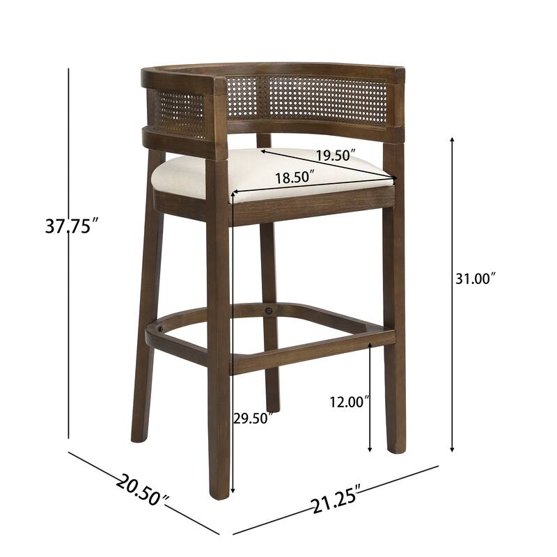 Christopher Knight Home-Glovers Wood And Rattan Upholstered Bar Stools ...