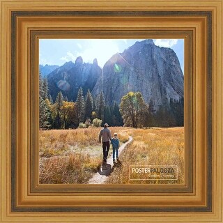 18x18 Traditional Gold Complete Wood Square Picture Frame with UV ...