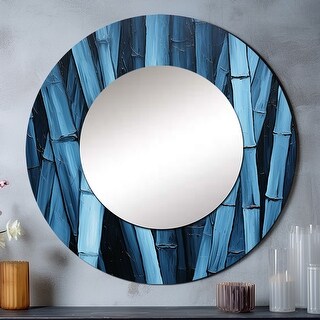 Designart "Serenity In Wild Blue Bamboo" Bamboo Round Bathroom Mirror ...