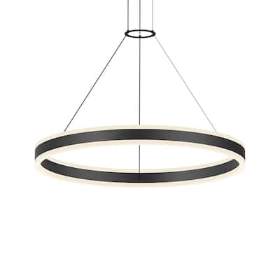 Sonneman Lighting Double Corona Satin Black 32-inch LED Ring Pendant ...