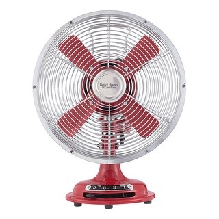 8 inch Retro 3-Speed Metal Tilted-Head Oscillation Table Fan Red - Bed ...