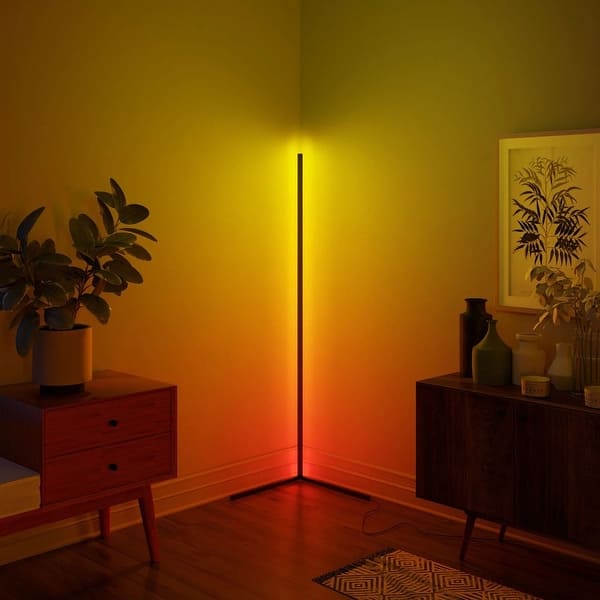 RGBCW LED Corner Floor Lamp Modern Multi-Color Lighting - Bed Bath ...