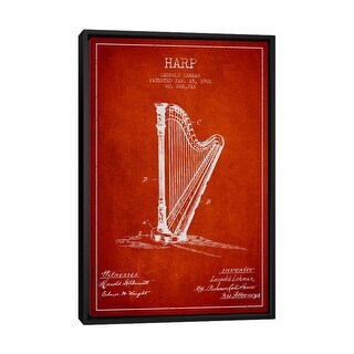 iCanvas "Harp Red Patent Blueprint" by Aged Pixel Framed Canvas Print ...