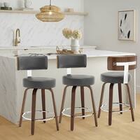 Swivel PU Leather Upholstered Bar Stools, Set of 3 - On Sale - Bed Bath ...