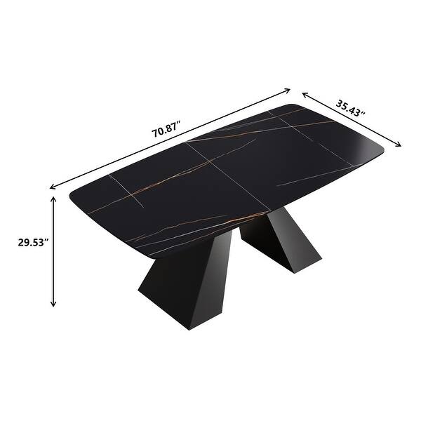 70 Inch Artificial Marble Stone Curved Metal Leg Dining Table for 6-8 - Bed Bath & Beyond - 36885602