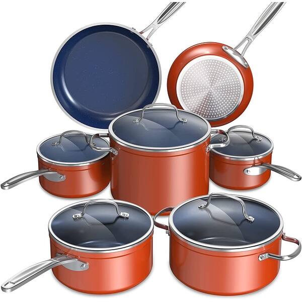 Healthy Duralon Blue Ceramic Nonstick Coating Cookware Set,Diamond ...