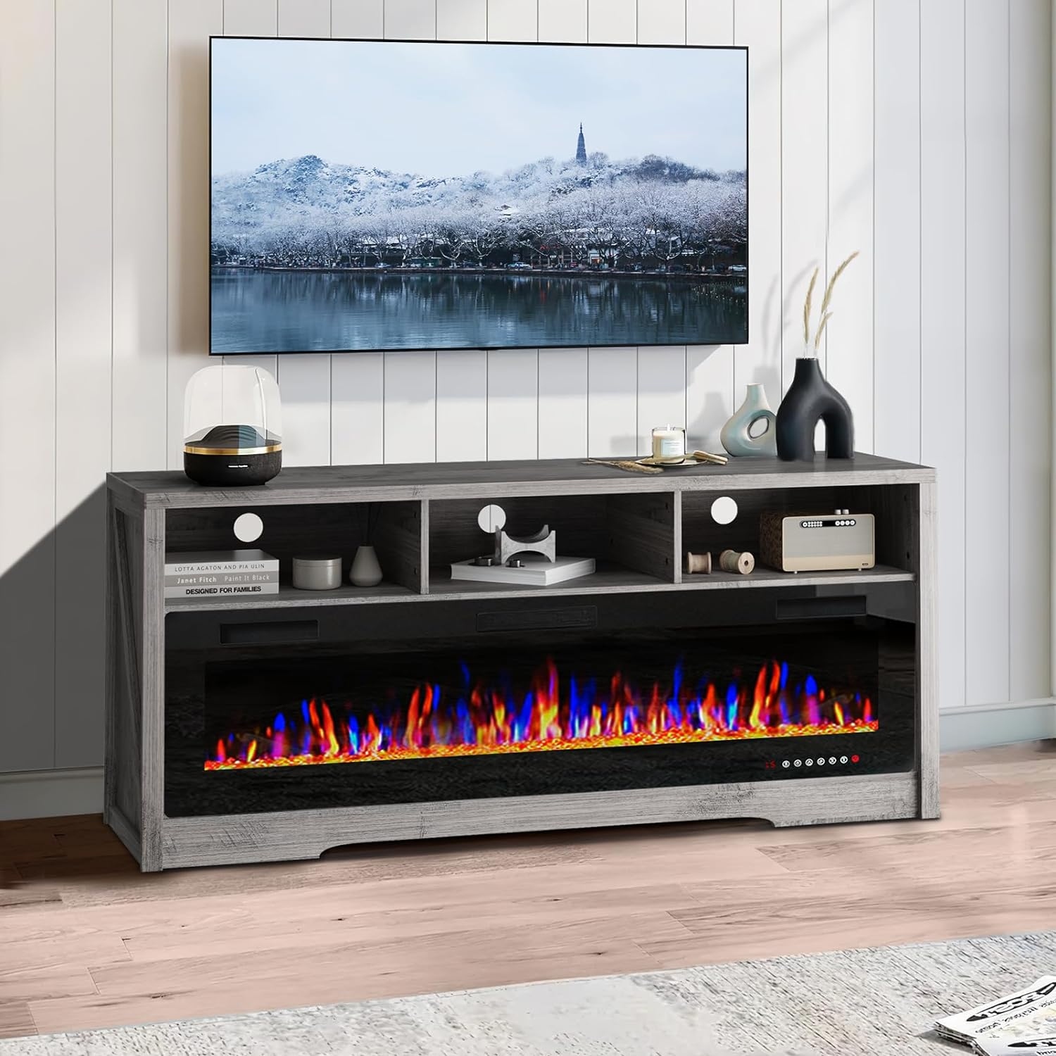 60 electric fireplace tv stand store