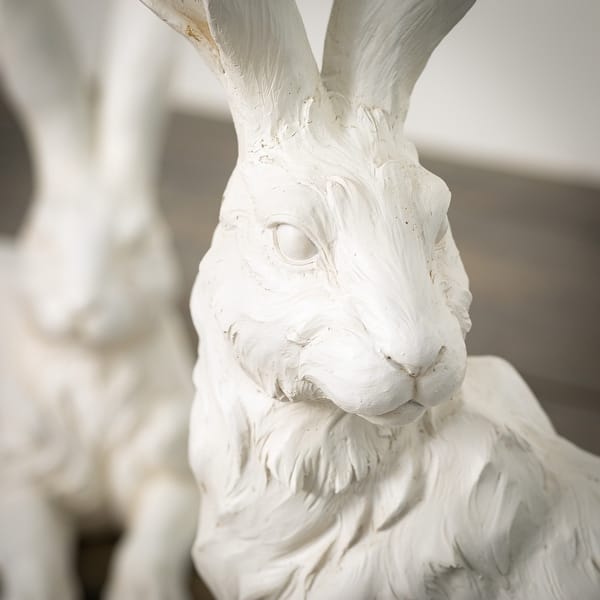 21"H Sullivans Large Whitewashed Rabbits Set of 2, Gray - 8.5"L x 10"W ...