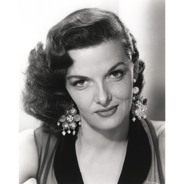 Jane Russell Portrait in Silk Long Sleeve and Black V-Neck Dress with ...