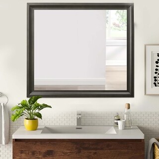 Contemporary Style Wooden Mirror with Raised Edge Framework, Gray - Bed ...