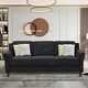 Stylish 3-Seater Black Fabric Sofa: Tufted Cushions, Flared Arms ...