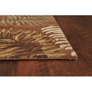 HomeRoots 3' x 5' Rust Fern Leaves Wool Area Rug - 3' x 5' - Bed Bath ...