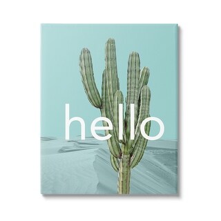 Stupell Bold Hello Cactus Greeting Blue Desert Dunes Canvas Wall Art ...