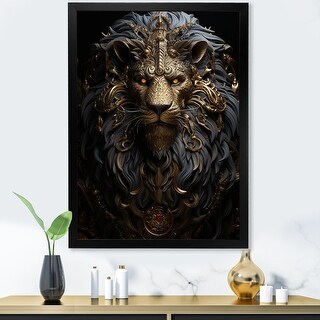 Designart "Regal Elegant Ruler Lion I" Animals Lion Framed Wall Art ...