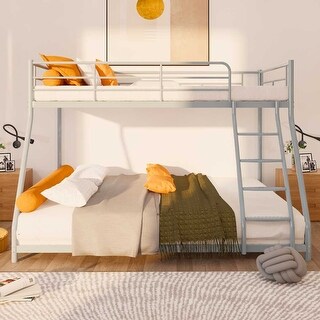 Metal Bunk Bed with Comfortable Rungs, Steel Bedframe, Twin over Full ...