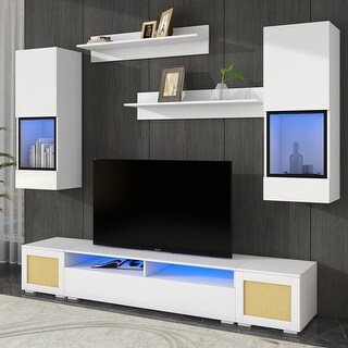 Entertainment Center, 7 Pieces Floating TV Console Table for TVs Up to ...