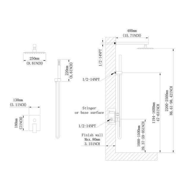 Nevaeh 10" Wall Mounted Shower - Bed Bath & Beyond - 34440223