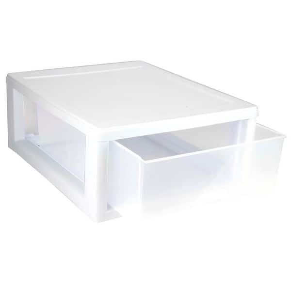 Sterilite 16 Qt Single Box Modular Stacking Storage Drawer Container ...