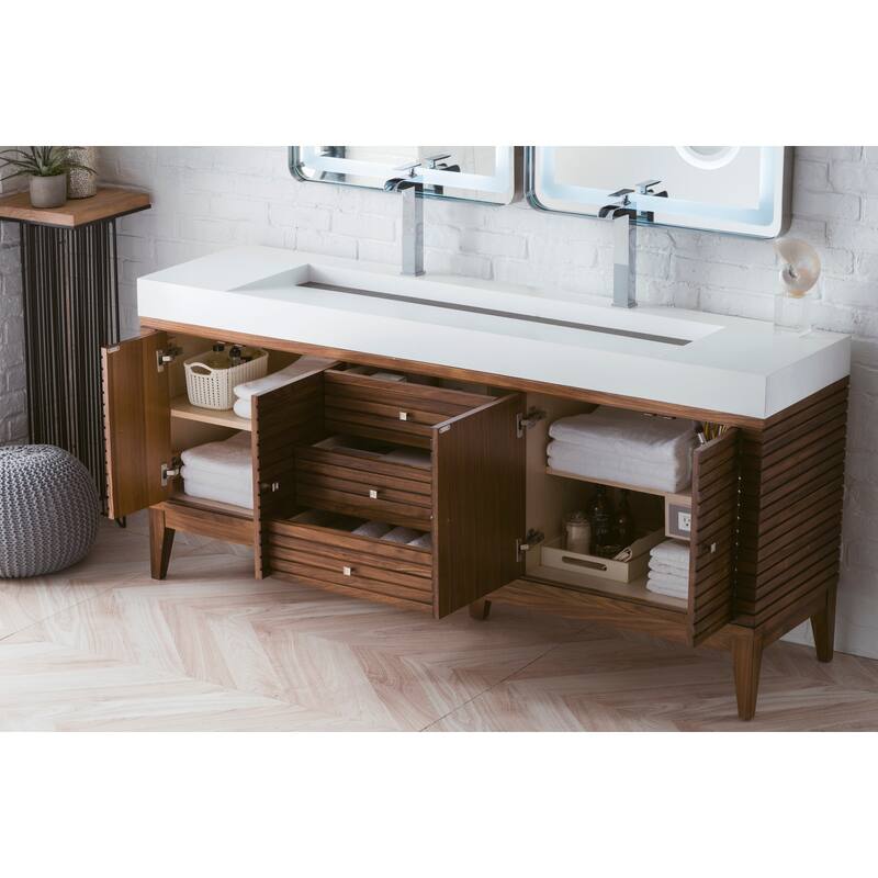 James Martin Vanities Linear 72" Double Basin Wood Vanity Cabinet Only ...