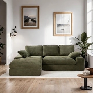 Army Green L-Shape 128"W Modular Sofa Couch Corner Sofa with Anti ...