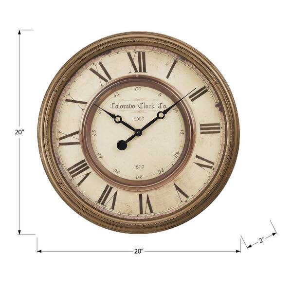 20" Round Wall Clock - Antique Brown - Bed Bath & Beyond - 42780257