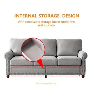 Upholstered Sofa With Storage Boxes,Removable Cushion Cover,3 Seat ...