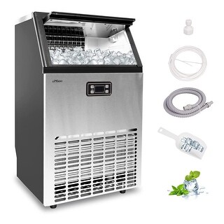 Commercial 100lbs/24H Ice Maker Machine Built-in Stainless Steel Ice ...