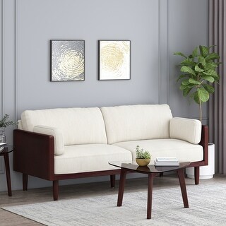Classic Retro Flair Mid-Century Modern Style Wood Frame 3-Seater ...