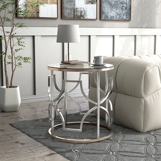DH BASIC Modern Style Chrome and Gold Round Open End Table by Denhour ...