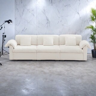 119" Velvet 4-Seater Sofa with Storage - Flexible Design And Luxurious ...