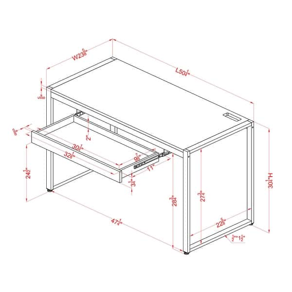 Contemporary 50-inch Steel Computer Desk with USB Ports by Furniture of ...