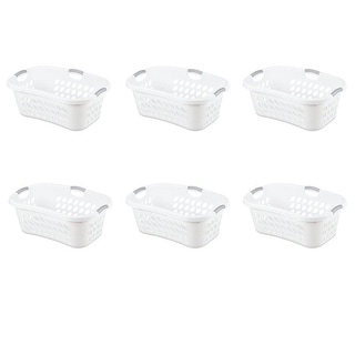 Set of 6 White Laundry Baskets with Carry Handles - 26.38 x 18.13 x 10 ...