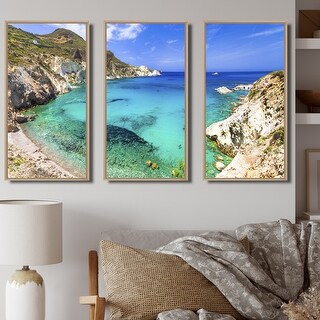 Designart "Greece Beaches of Milos Island" Landscape Framed Canvas Wall ...