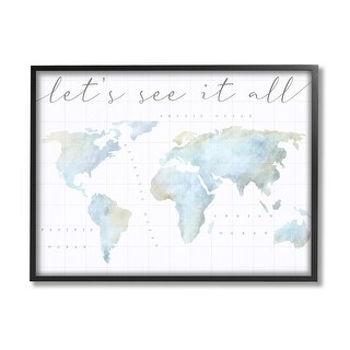 Stupell Let's See It All World Map Framed Giclee Art by Lil' Rue - Bed ...