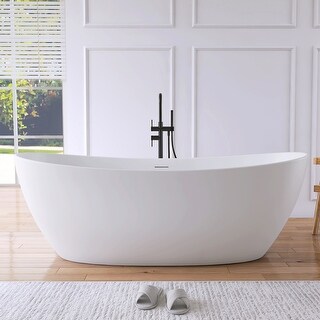 MEDUNJESS 73'' Freestanding Bathtub Solid Surface Soaking Tub - Bed ...
