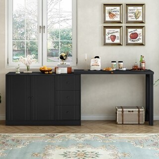 Innovative Sideboard with 2-Door, 3-Drawer Design and Adjustable Pull ...