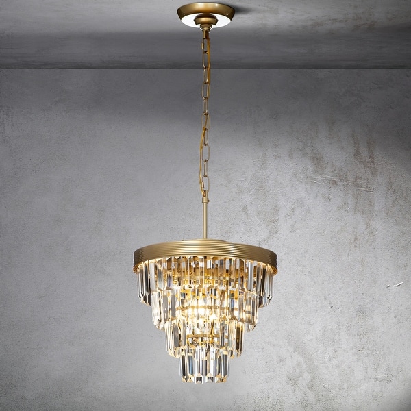 CraftHome 3-Light Elegant Tiered Antique Gold Mini Crystal Chandelier ...