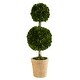 2.5' Artificial Preserved Boxwood Double Ball Topiary Tree in ...