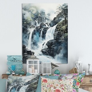 Designart "Waterfall Endless Waterfall Journey II" Landscapes Metal ...