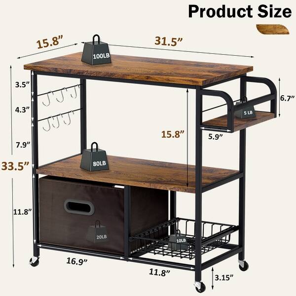 Bakers Rack Kitchen Cart Coffee Station Bar Microwave Oven Stand ...
