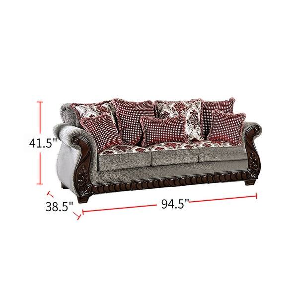 Chenille Sofa with Rolled Arms Design in Light Gray - Bed Bath & Beyond ...